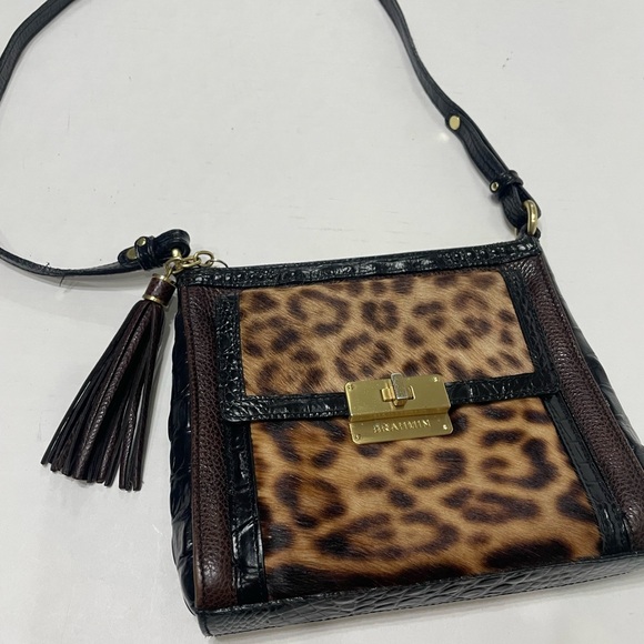 Brahmin | Bags | Brahmin Leopard Print Calf Hair Crossbody Bag Dust Bag ...
